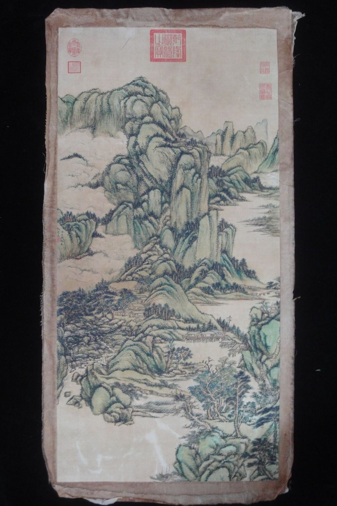Old Very Large Chinese Hand Painting Landscape on Paper Signed ...