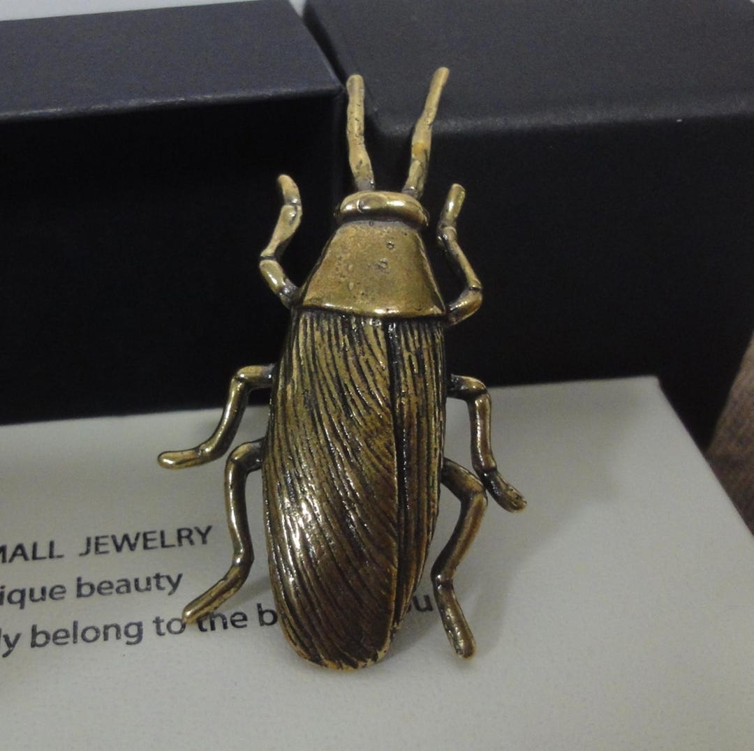 Retro Solid Brass Cute Cockroach Figurine Statue Home Ornament ...