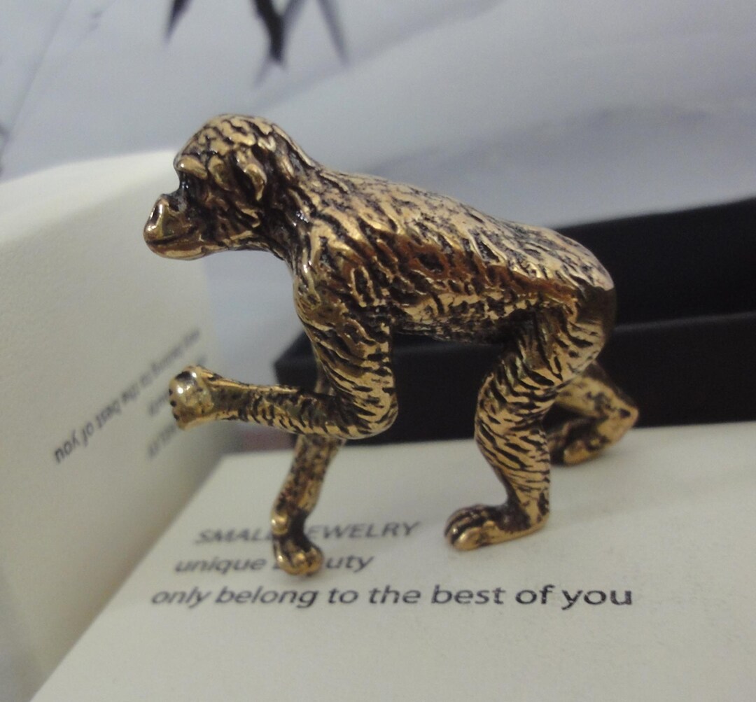 Retro Solid Brass Long Arms Monkey Statue Figurine Sculpture Home ...