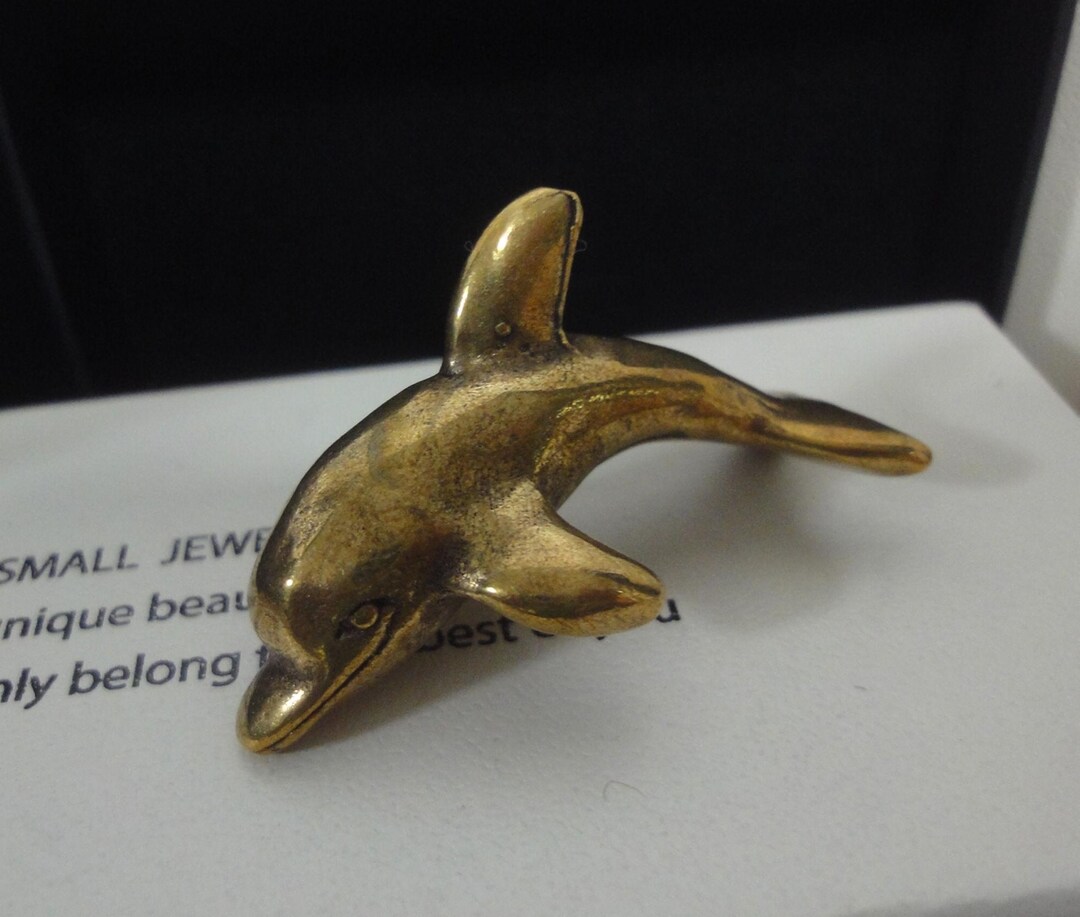 Retro Solid Brass Little Dolphin Statue Figurine Sculpture Home ...