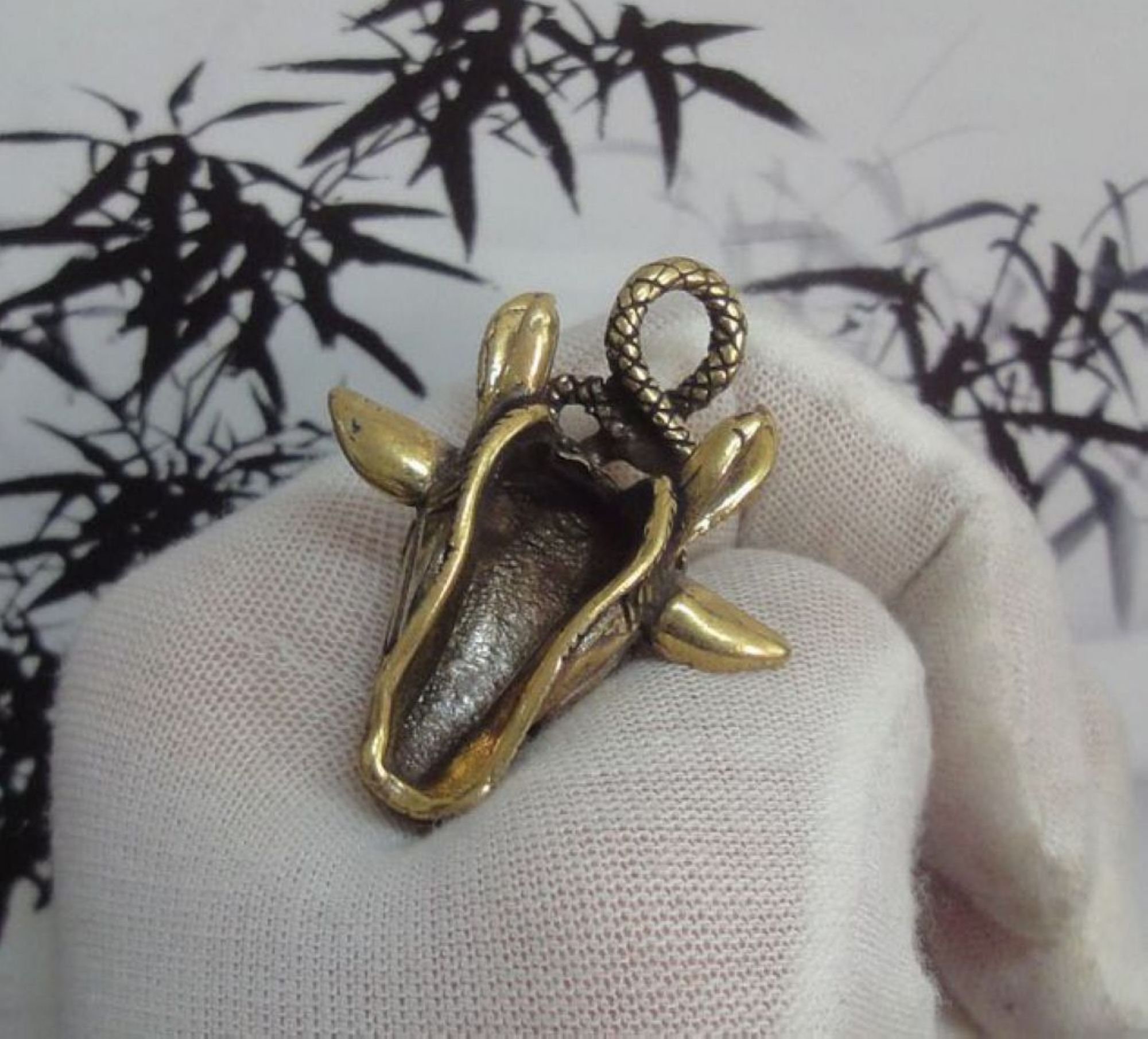 Retro Pure Brass Snake and Goat Head Statue Pendant With Gift Box - Etsy