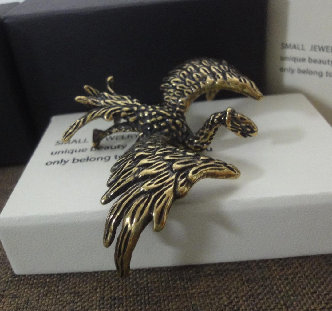 Retro Solid Brass Flying Phoenix Bird Figurine Statue Home Ornament ...