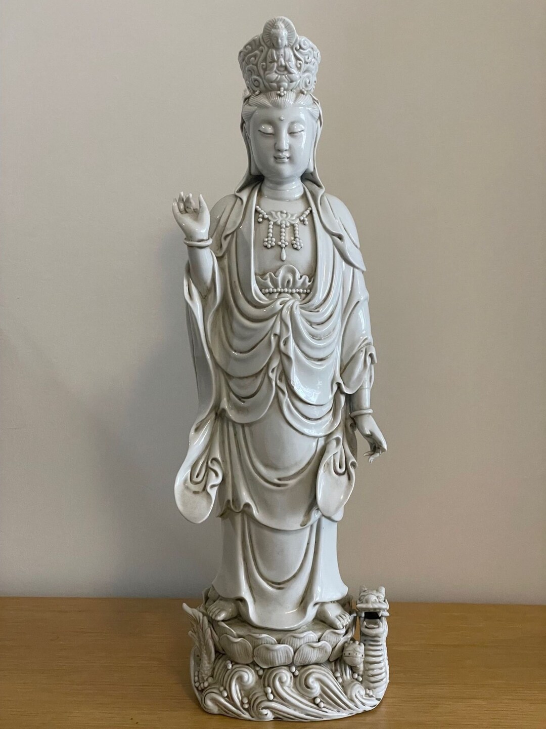 18 High Very Large Chinese Antique dehua White Porcelain Guanyin Buddha ...