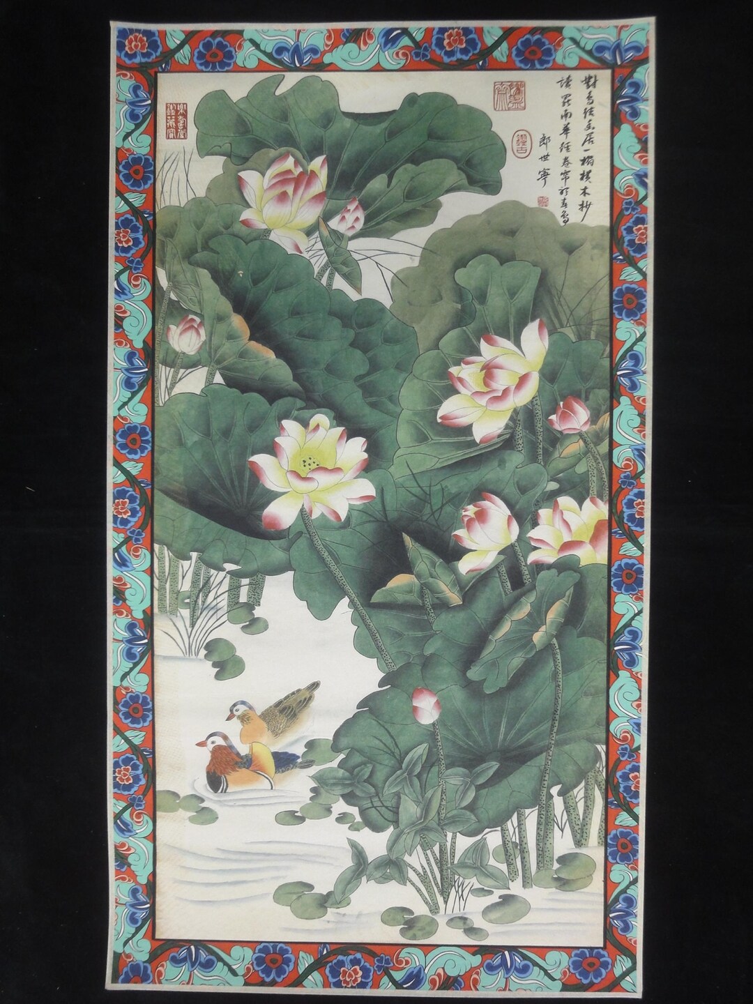 Large Chinese Old Paper Painting Beautiful Landscape Birds langshining ...