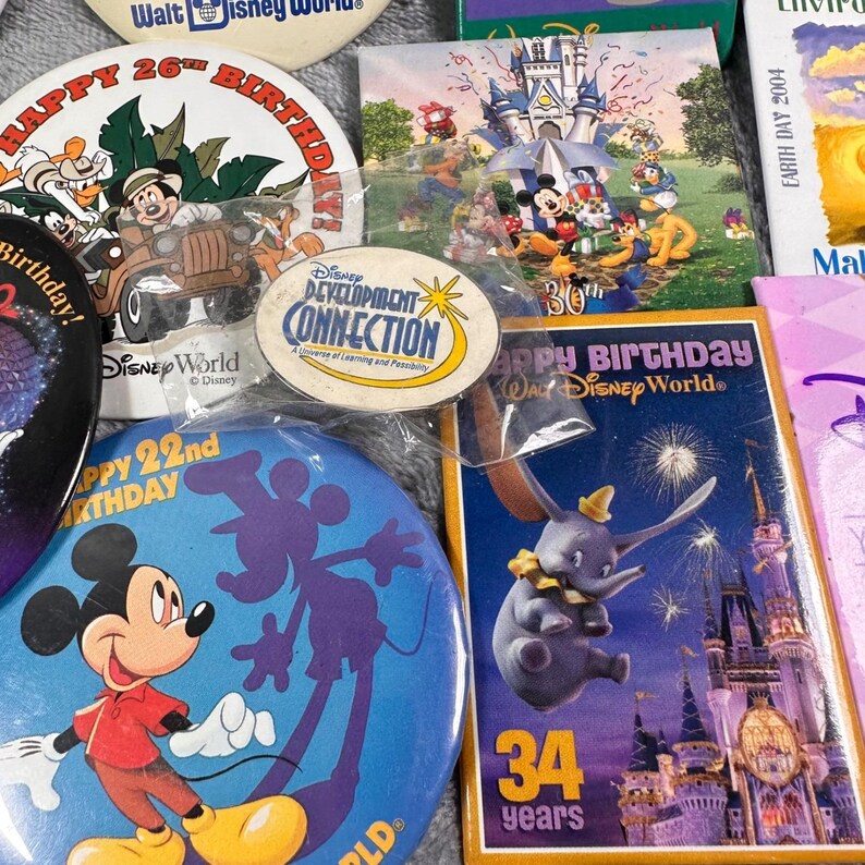 Lot 30 Disney Cast Member Pins Buttons WDW Birthday Anniversary Vintage ...