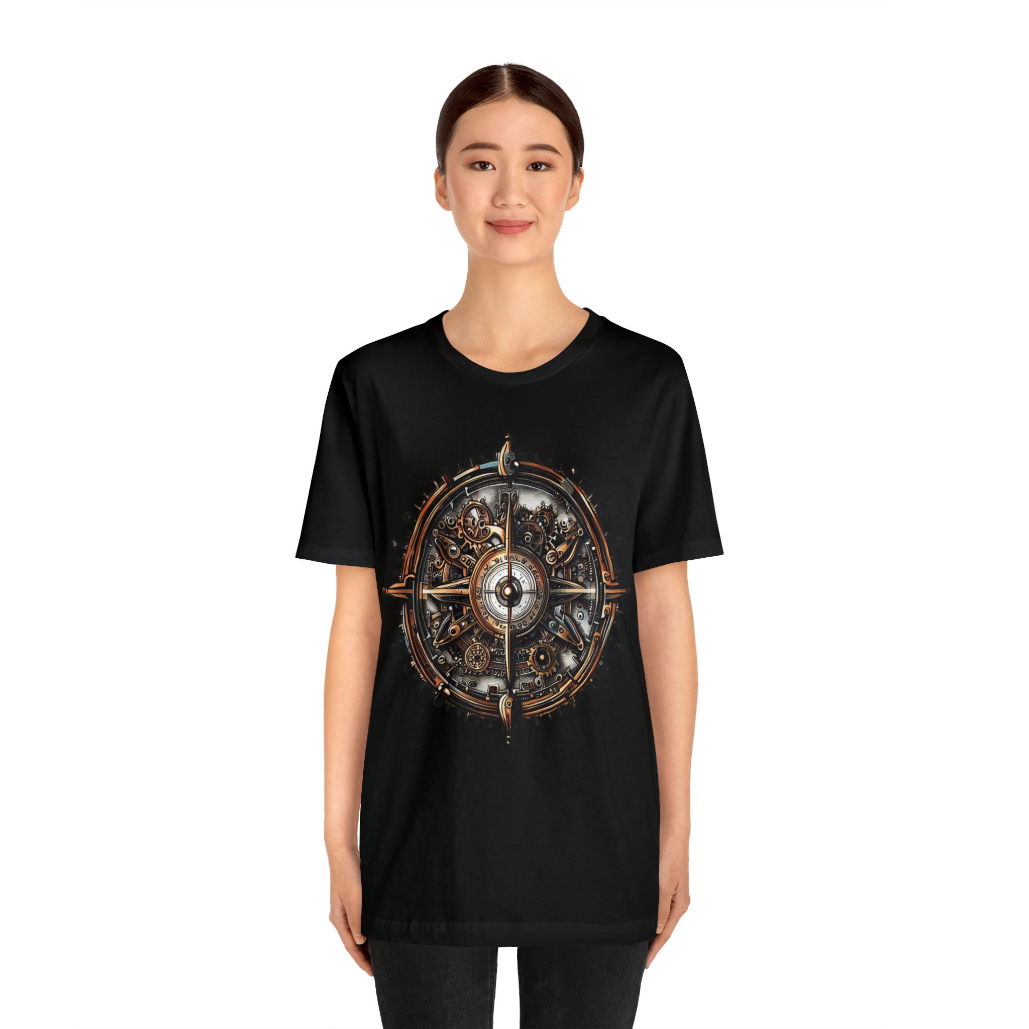 Steampunk Mechanical Compass T-shirt - Steam Punk Art Drawing ...