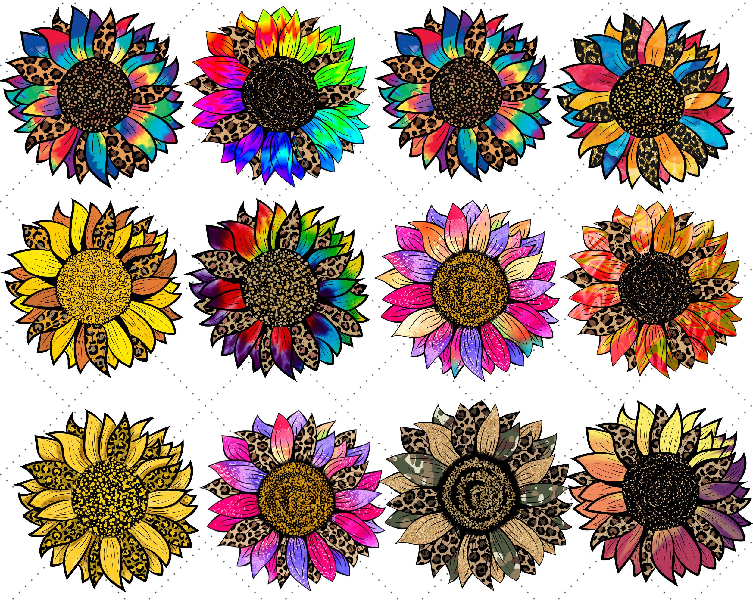 Sunflower Png Colorful Sunflower Sublimation Designs Bright - Etsy