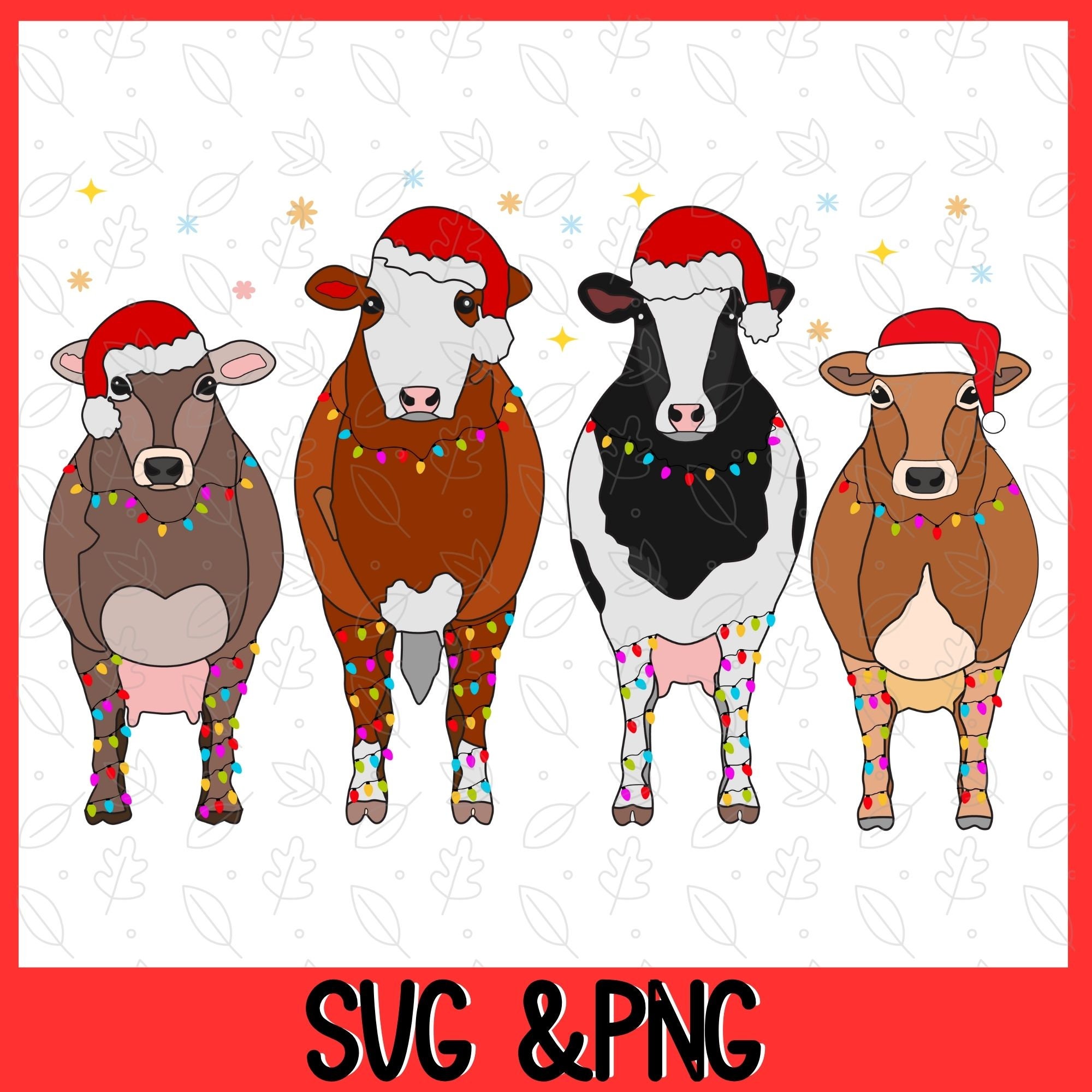 Christmas Cow Svg , Holstein Cow Svg , Christmas Svg, Cow Lover Svg ...