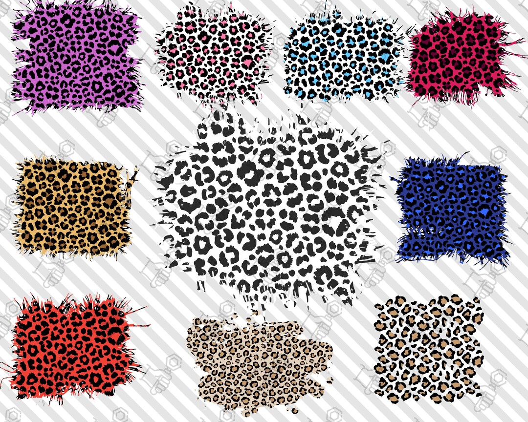 10X BUNDLE Distressed Leopard Print Patches PNG, Leopard Patch Background, Leopard Patches ...