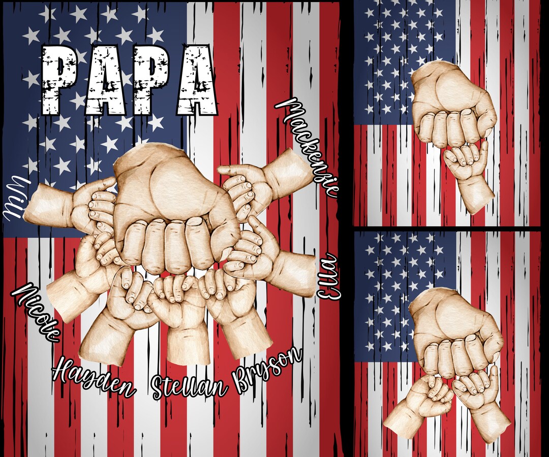 Bundle Personalized Father's Day Fist Bump Set Flag America, Father's ...