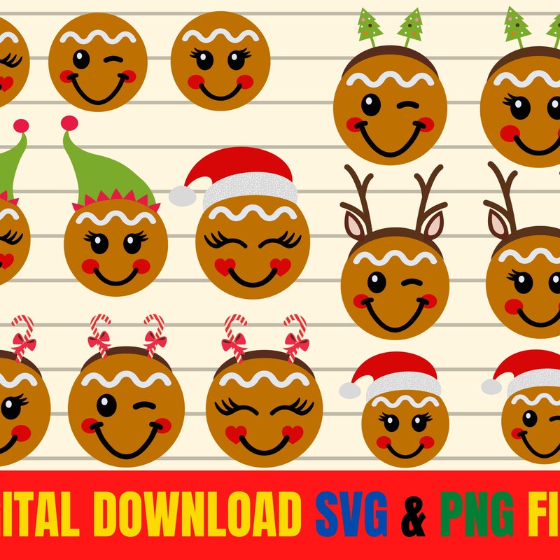 Gingerbread Face Svg - Etsy
