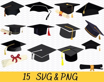 Graduation Cap SVG Graduation Hat PNG Graduate Clipart Silhouette ...