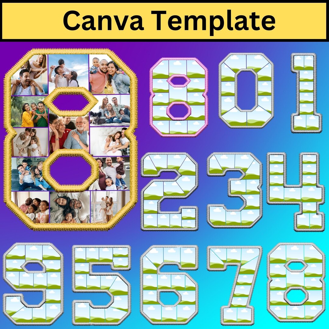 Digital Stitch Numbers PNG, Faux Embroidery Applique Patch & Numbers ...