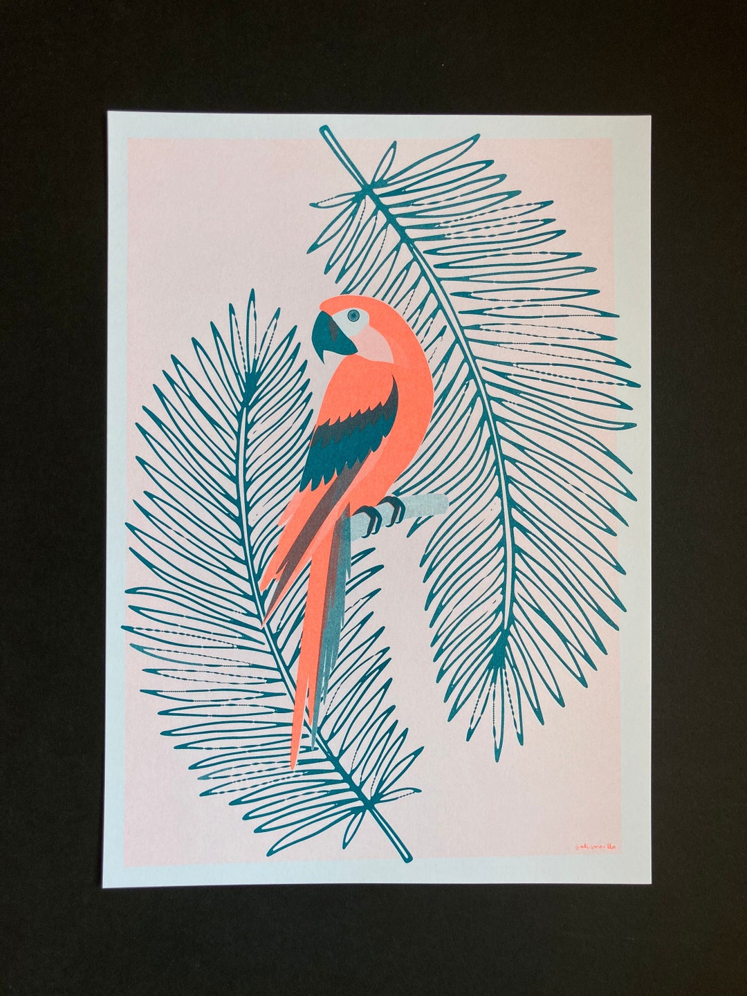 DIN A4 Risographic Poster Parrot - Etsy