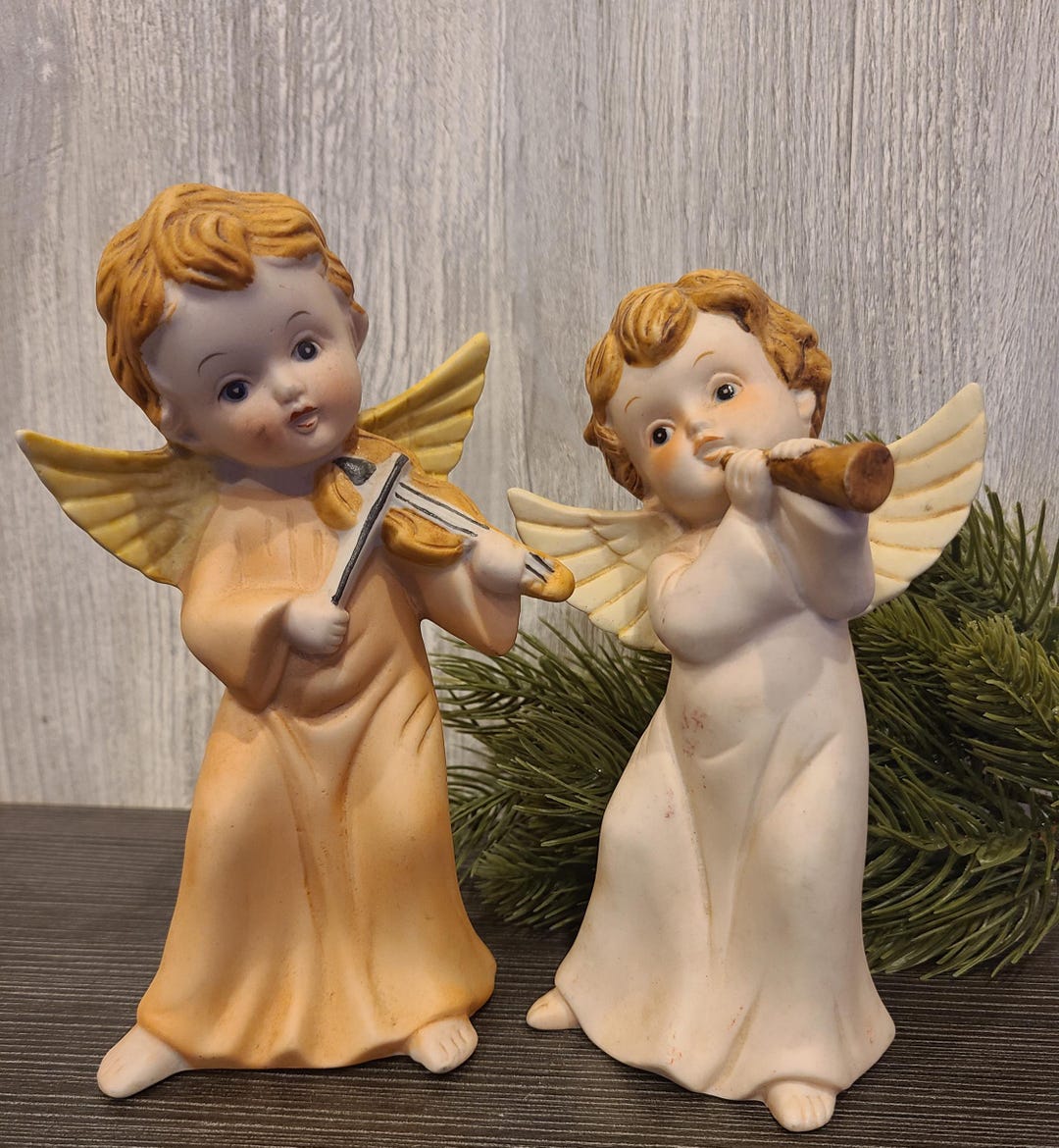 Homco Angels Playing Violin and Trumpet. Made in the 70's for Home ...