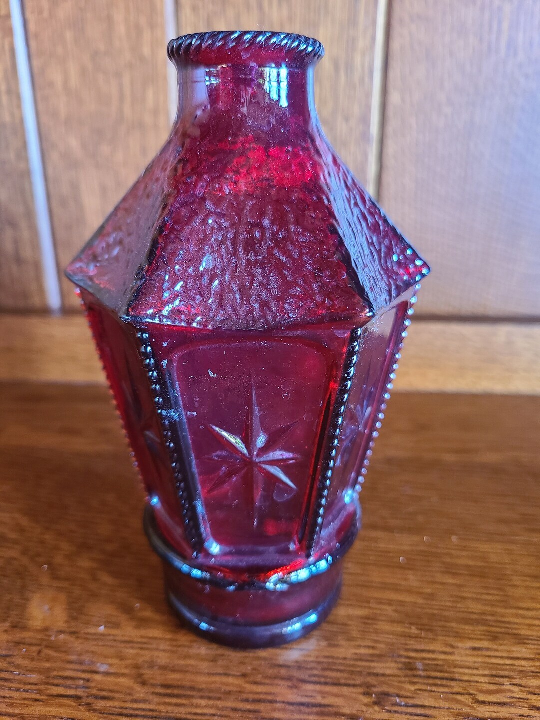 Red Wheaton Bottle/ Vase. Lantern Design. - Etsy