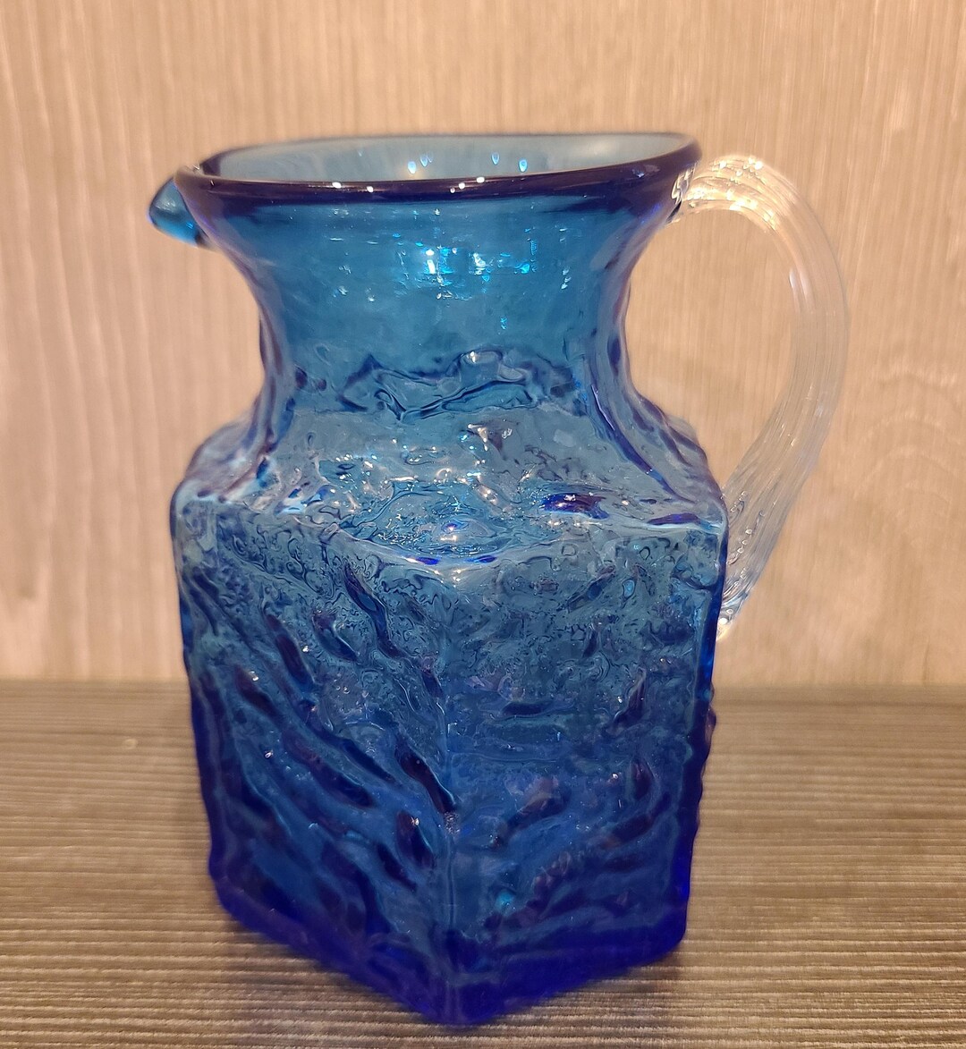 Pilgrim Glass Cobalt Blue Glass Pitcher. Hand Blown. - Etsy