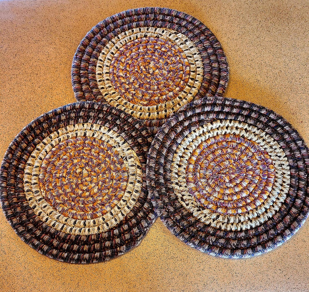 Vintage Braided Rug Chair Pad. Placemats. - Etsy