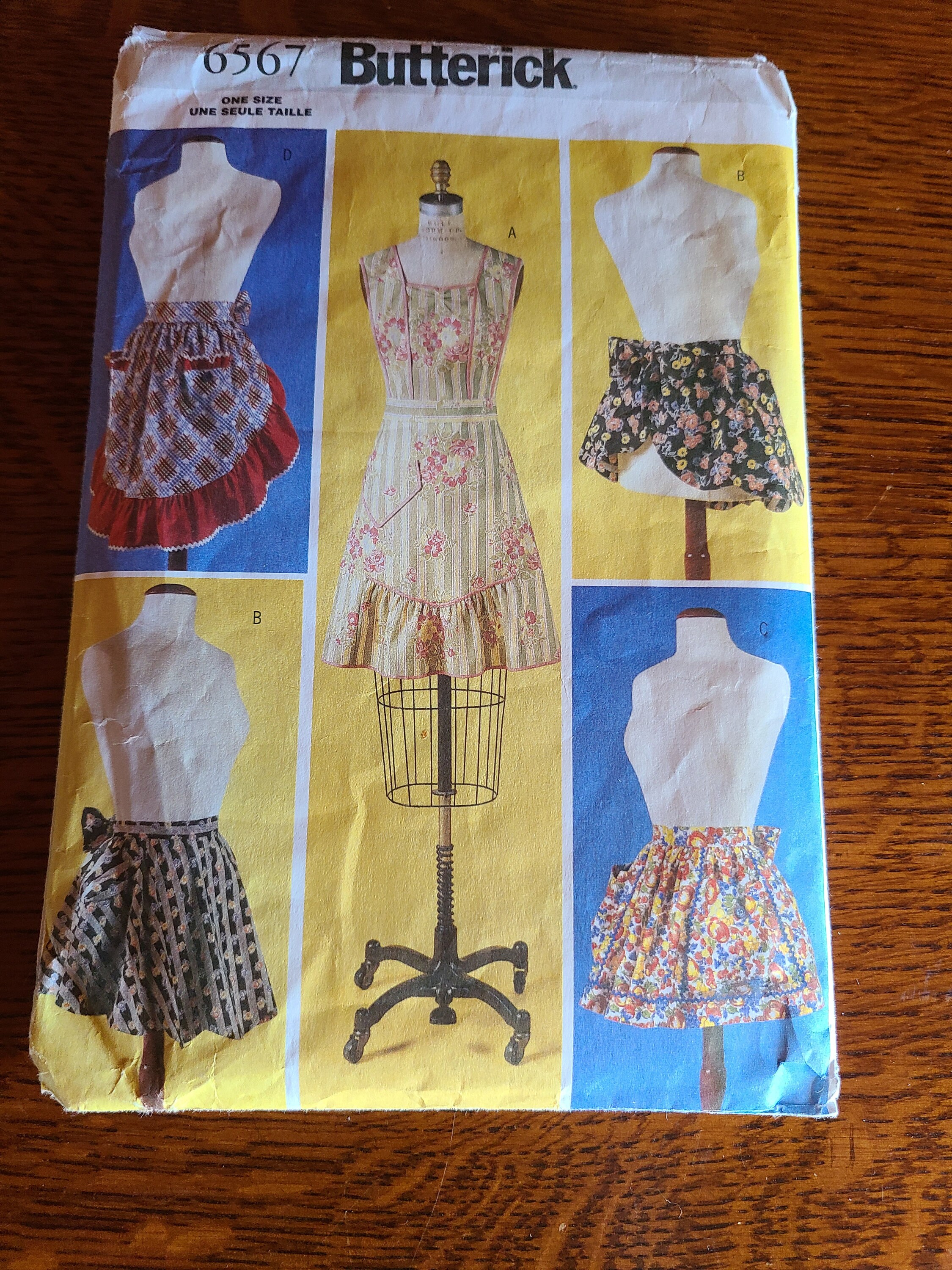 Apron Sewing Pattern. Butterick 6567. Retro 40's Look. Half Apron With ...