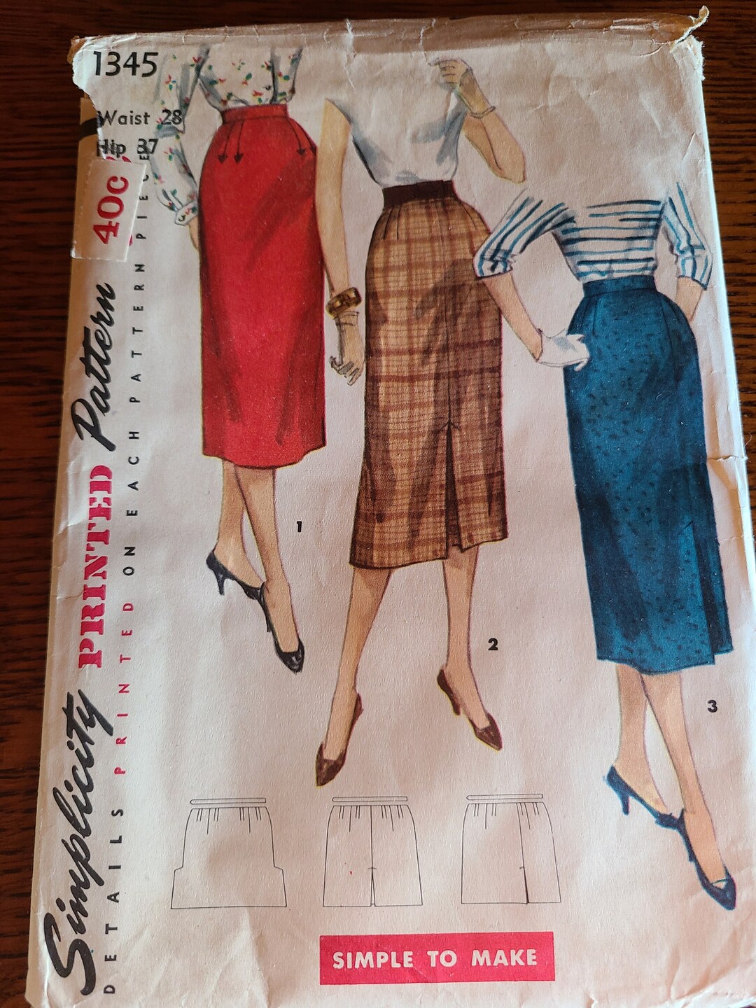Simplicity 1345 50's A Line Skirt. Waist 28 - Etsy