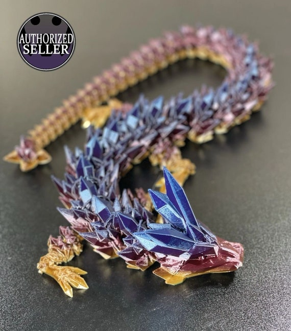 3d Printed Articulated Crystal Dragon By Cinderwings3d Etsy 