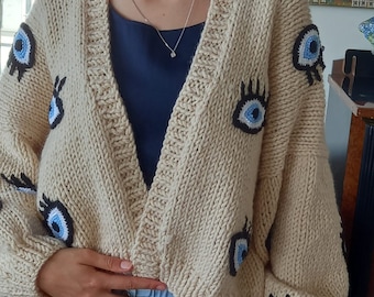 Evil Eye Cardigan - Etsy