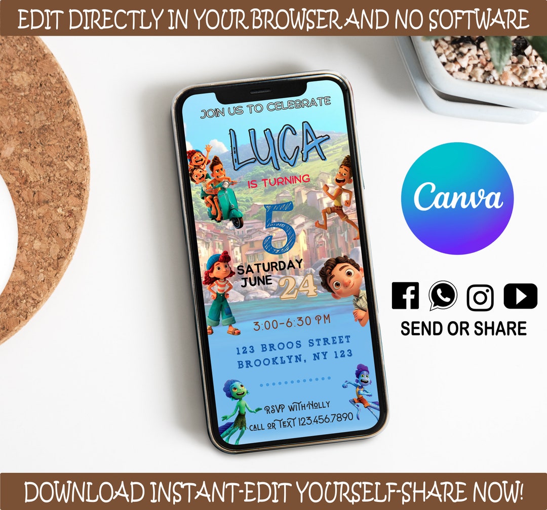 Luca Mobile Birthday Invitation | Kids Mobil Birthday Evite | Digital ...