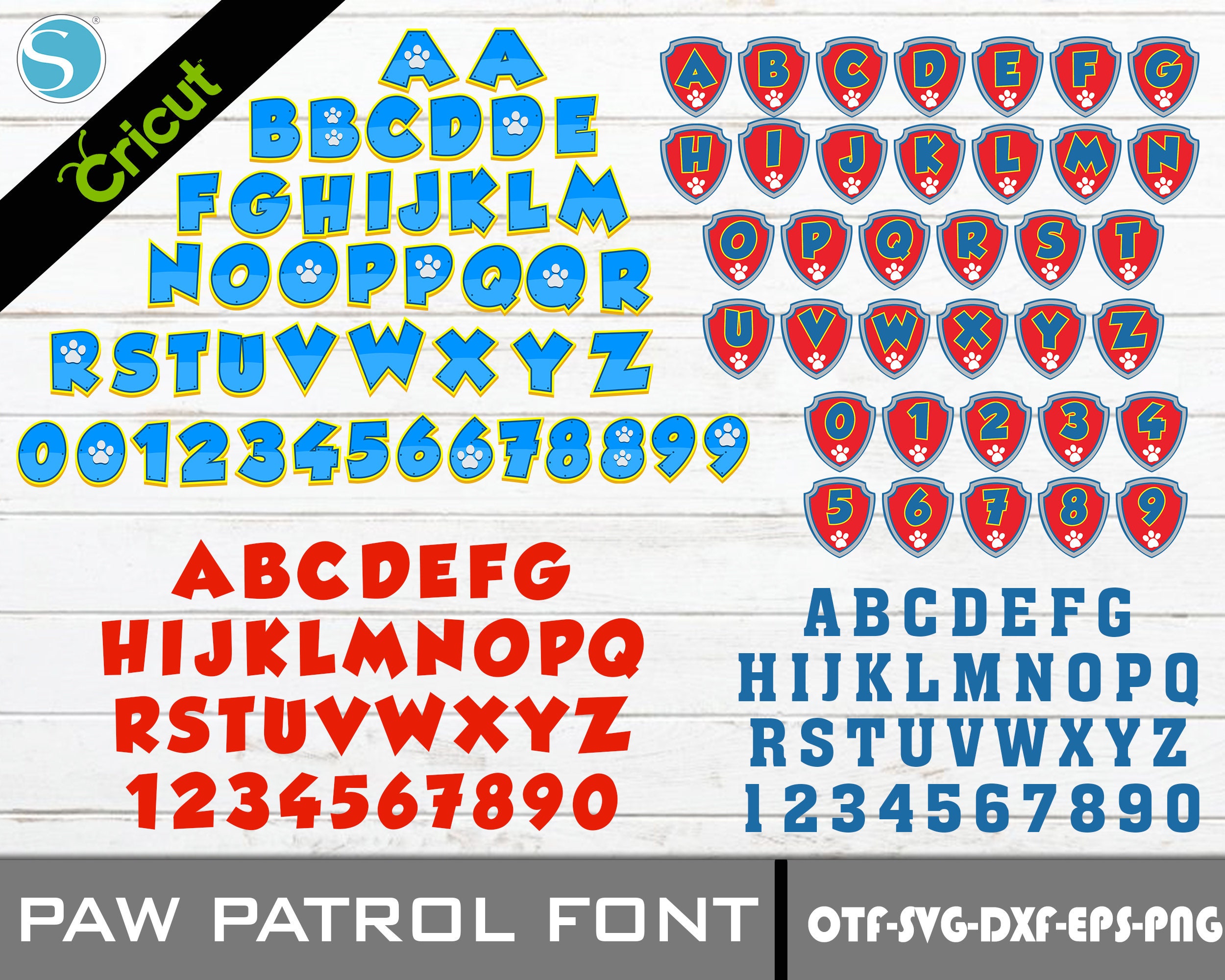 Paw Font SVG Patrol Alphabet PNG Paw TTF Digital - Etsy