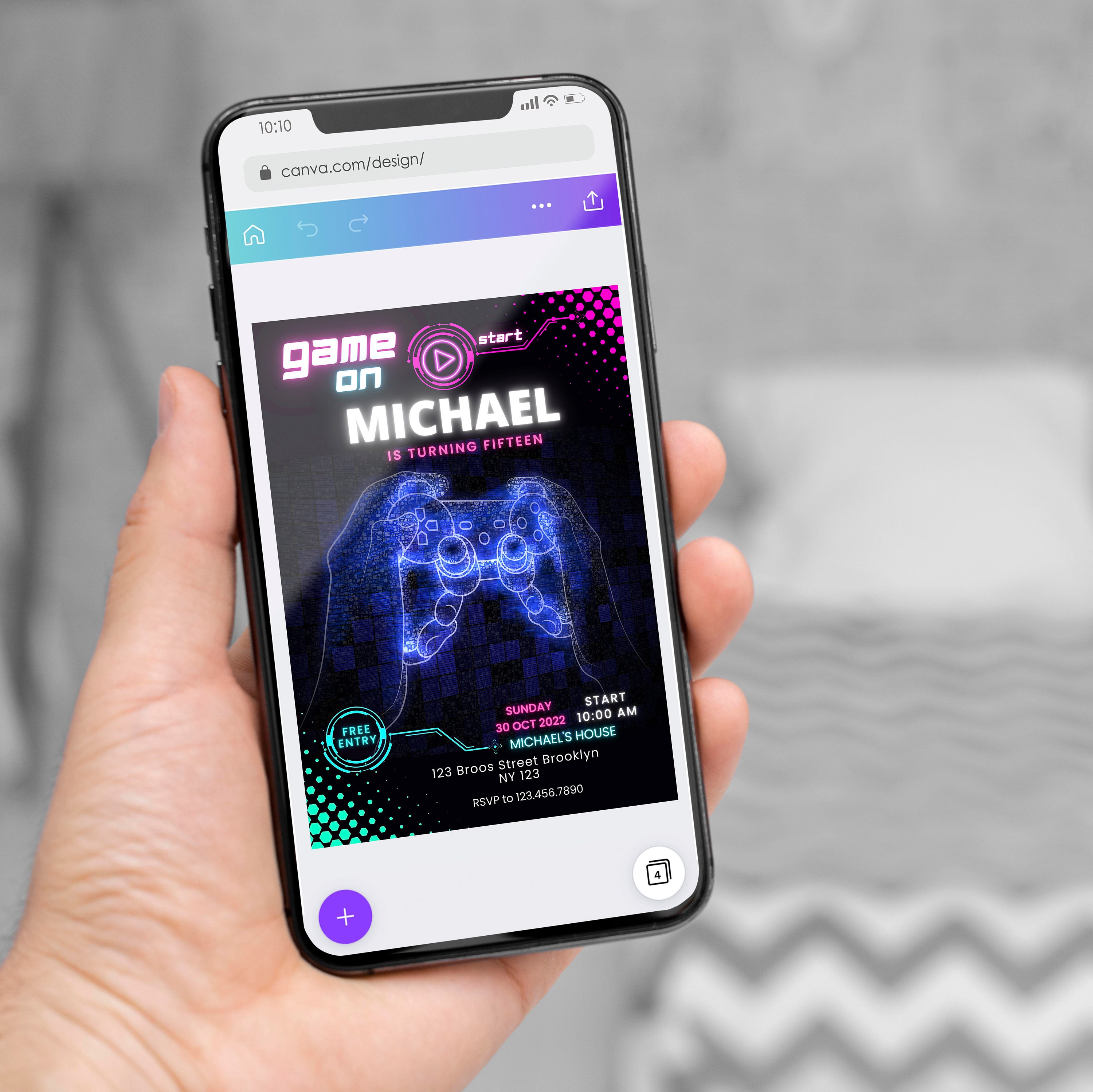 Video Game Party Invitation Gamer Mobil Birthday Invite Digital Party ...