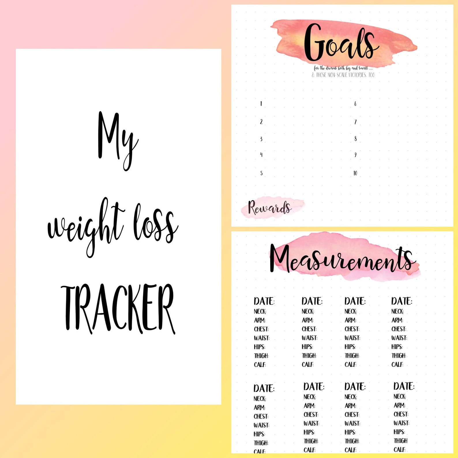 Weight Loss Tracker, Fitness Journal, 100lb Loss, Weight Loss Calendar ...