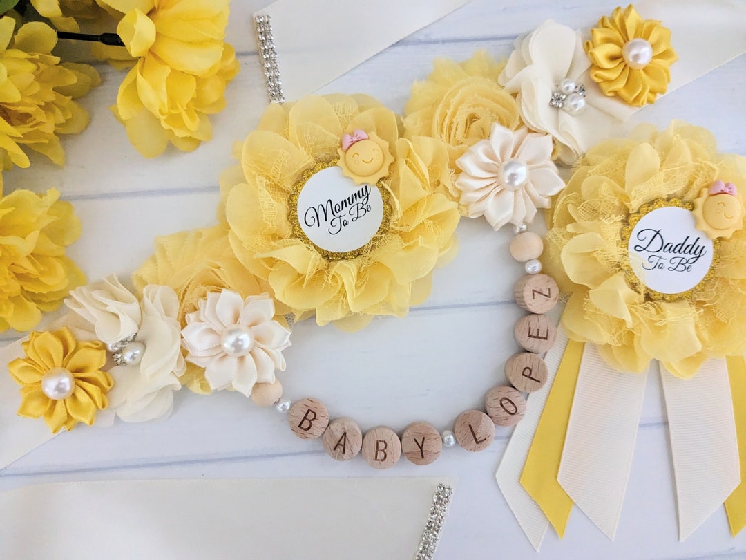 Yellow Sun Baby Shower Mommy to Be Shower Sash, First Time Mom Keepsake ...