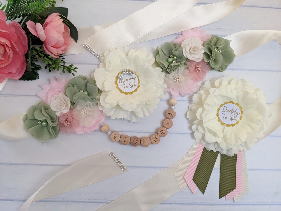 Baby in Bloom Maternity Sash for Baby Girl Shower, Pregnant Mama Belly ...