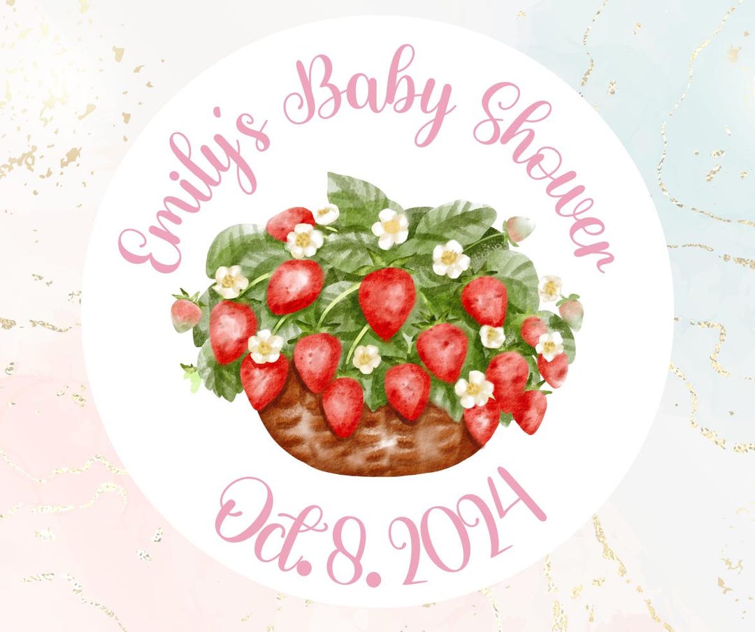 A Berry Sweet Girl Baby Shower 2 Inch Round Thank You Favor Bag Sticker ...