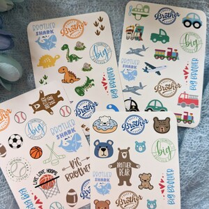 Big Brother Sticker Sheet for Teddy Bear Baby Shower, Big Brother to Be ...