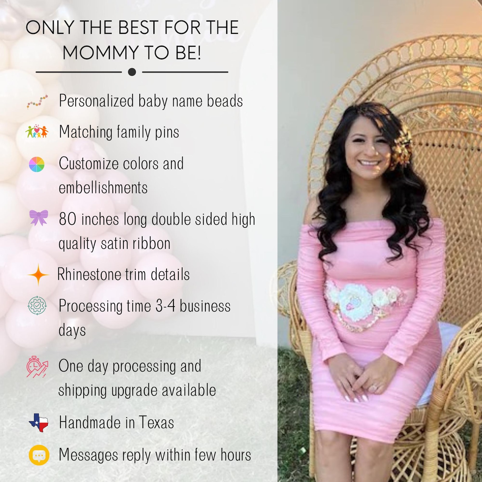 Girl Baby Shower Belly Flower Sash Maternity Photo Prop Keepsake Gift ...