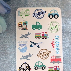 Big Brother Sticker Sheet for Teddy Bear Baby Shower, Big Brother to Be ...