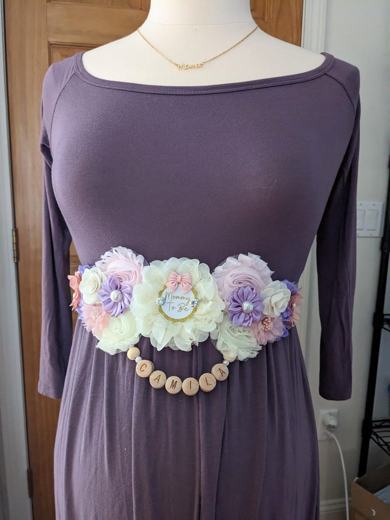 Girl Baby Shower Belly Flower Sash Maternity Photo Prop - Etsy