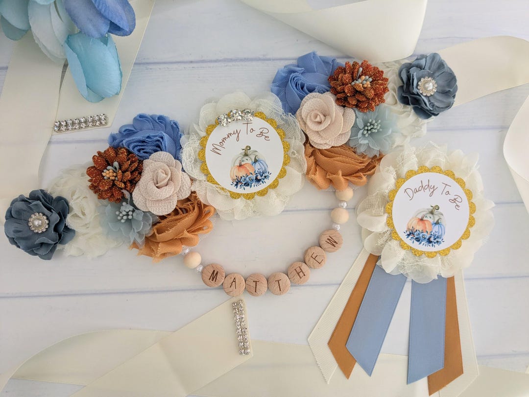 Fall Pumpkin Baby Boy Shower, Blue and Orange Pumpkin Autumn Harvest ...