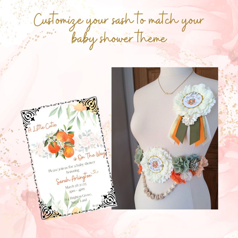 Girl Baby Shower Belly Flower Sash Maternity Photo Prop - Etsy