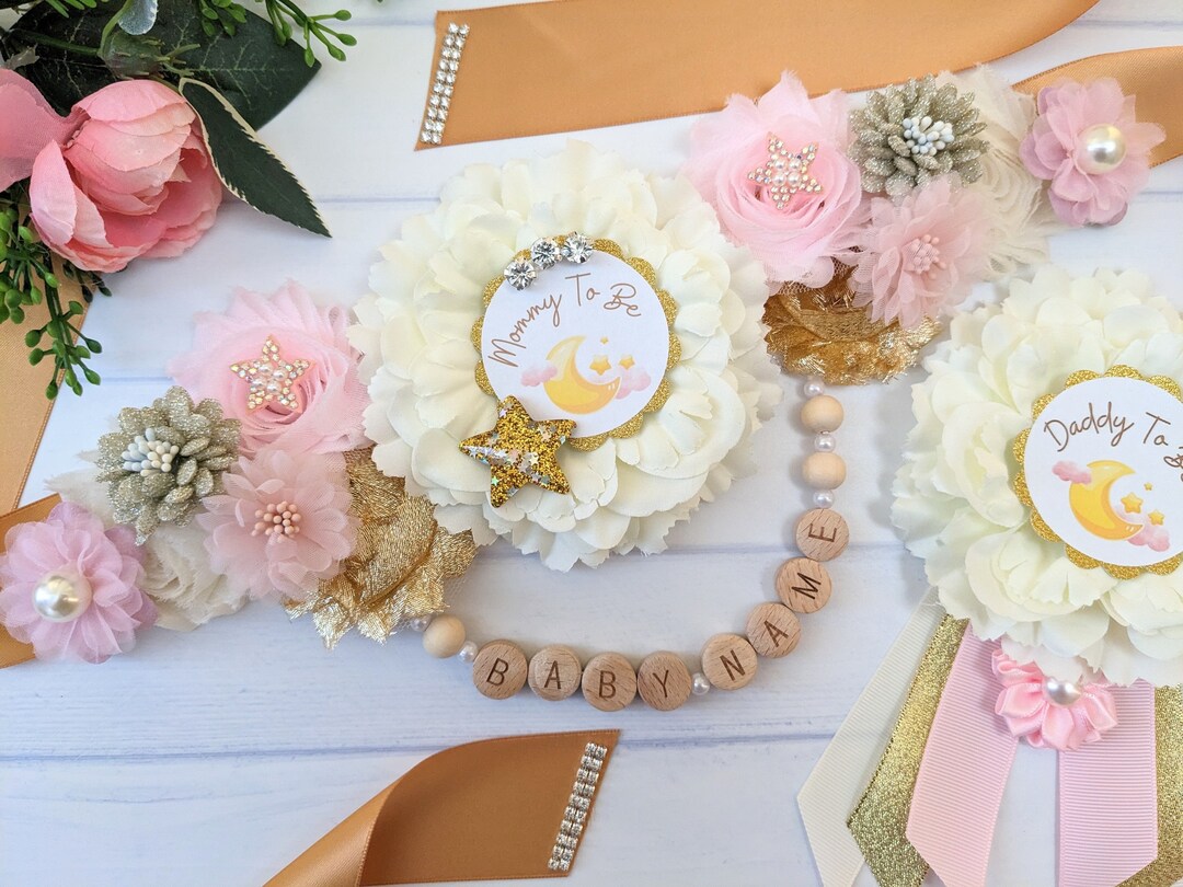 We Are Over the Moon Girl Baby Shower Mama to Be Bump Sash, Pregnant ...