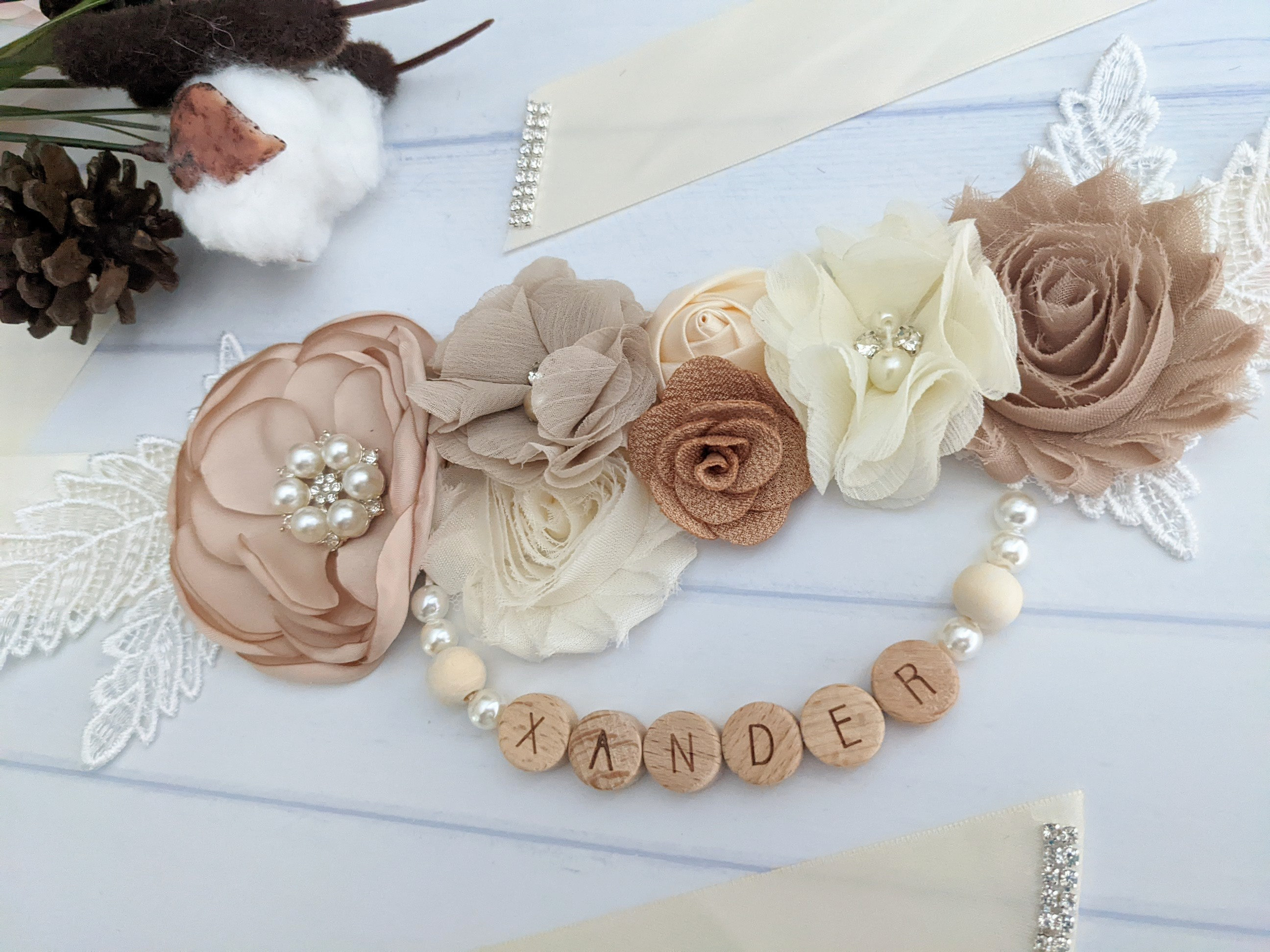 Rustic Baby Shower Sash for Mommy to Be Ivory and Beige Mom - Etsy