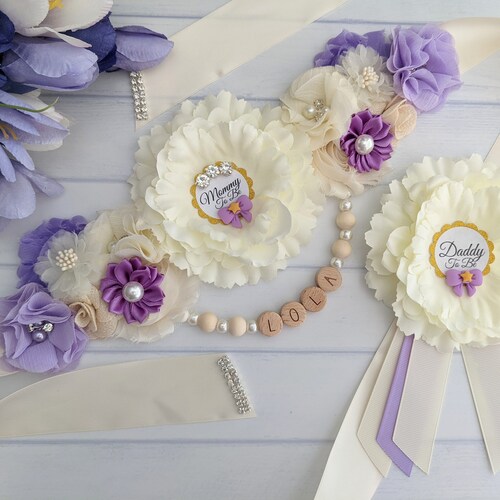 Purple and Gold Lavender Baby Shower Mommy to Be Maternity - Etsy