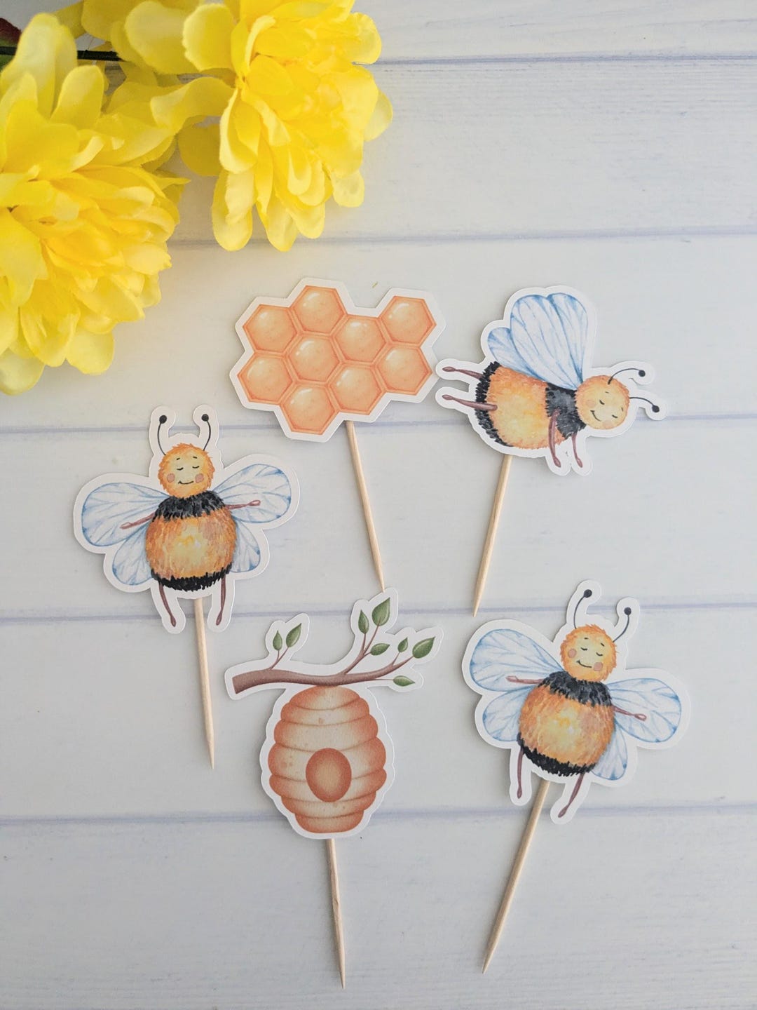 Bumble Bee Baby Shower Cupcake Topper Decor, Honey Bee First Birthday ...