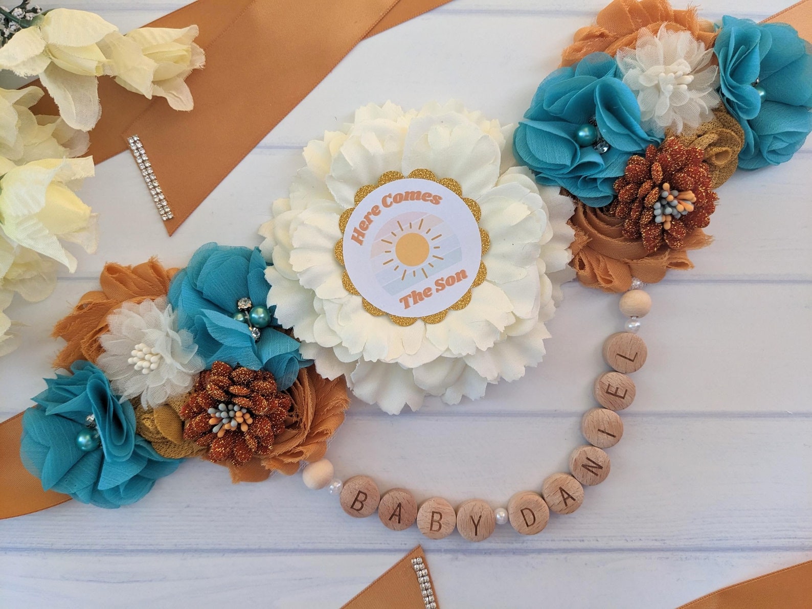 Here Comes the Son Baby Boy Shower Maternity Belly Bump Sash, Pregnant ...