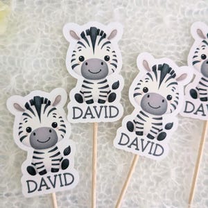 Safari First Birthday Cupcake Topper for Toddler Boy Personalized Zebra ...