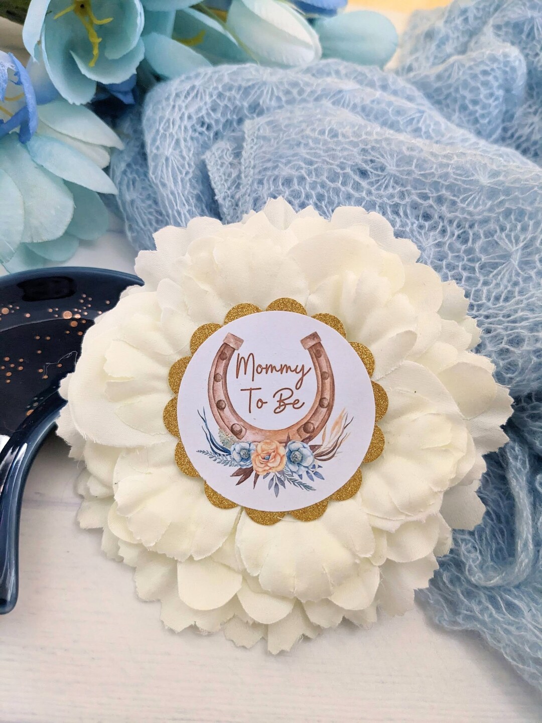 Cowboy Baby Boy Shower Corsage Western Baby Sprinkle Mommy to Be Ribbon ...