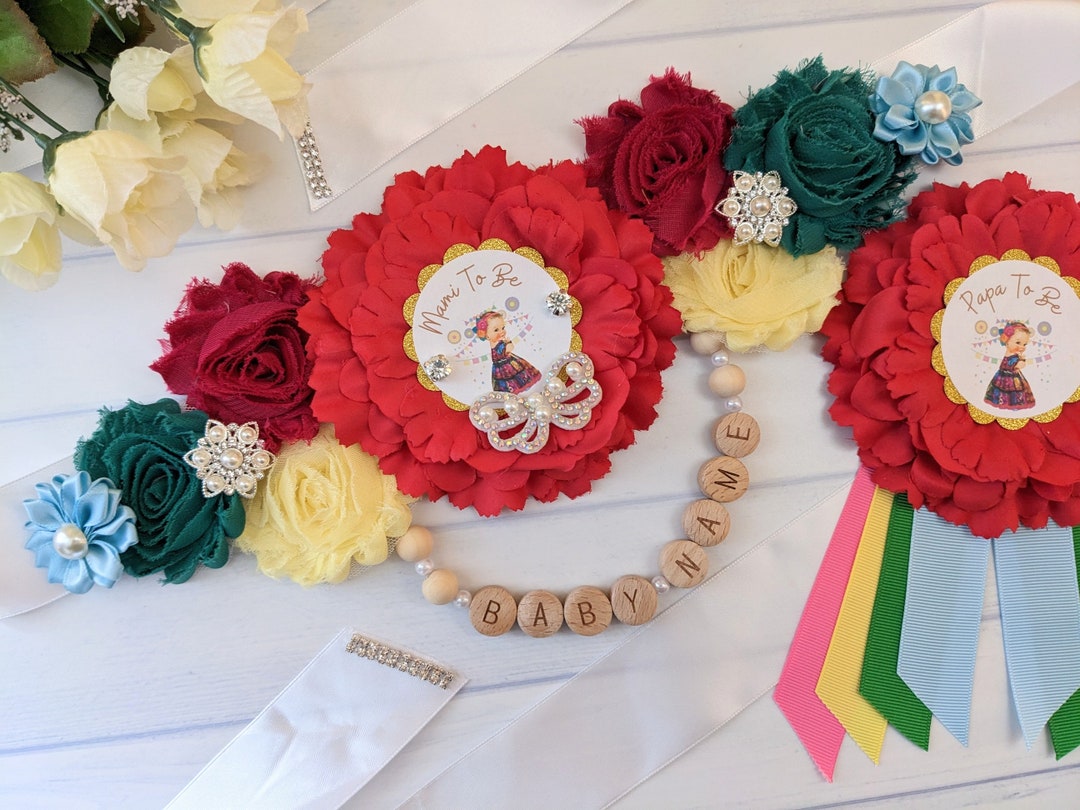 Mami to Be Belly Bump Maternity Flower Sash, Pregnant Mom Baby Shower ...