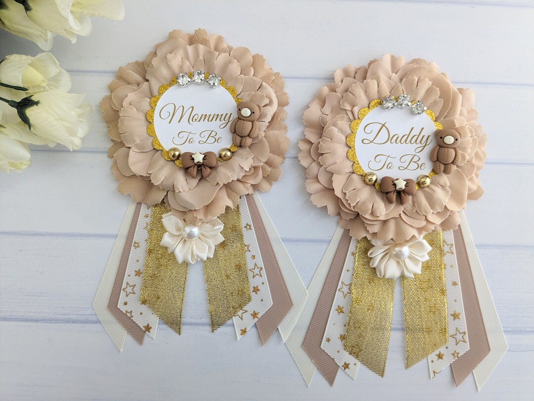 Teddy Bear Baby Shower Pins for Expectant Parents, Mommy to Be Button ...