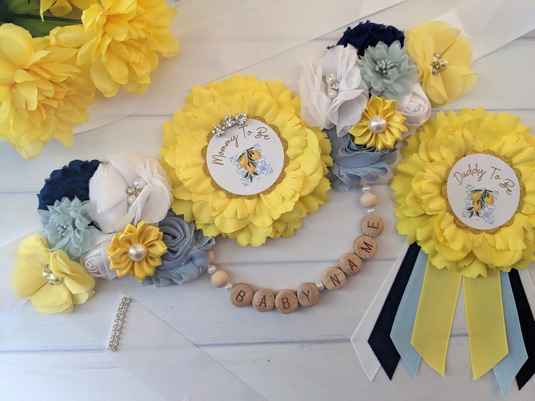 Amalfi Lemon Maternity Baby Bump Sash Baby Shower Gender Neutral Belt ...