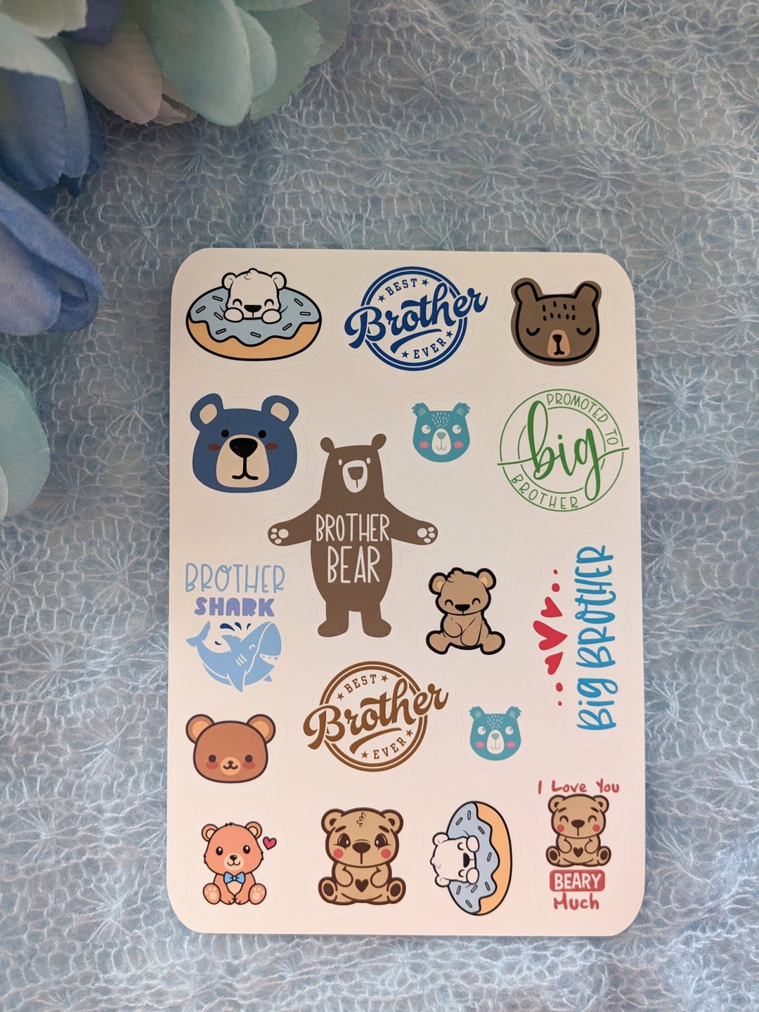 Big Brother Sticker Sheet for Teddy Bear Baby Shower, Big Brother to Be ...
